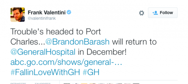 'General Hospital' News: Brandon Barash Headed Back To GH - Johnny ...