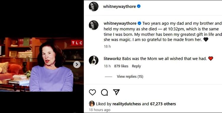 Whitney Way Thore Remembers Her Mom's Passing Two years Ago - Instagram ...